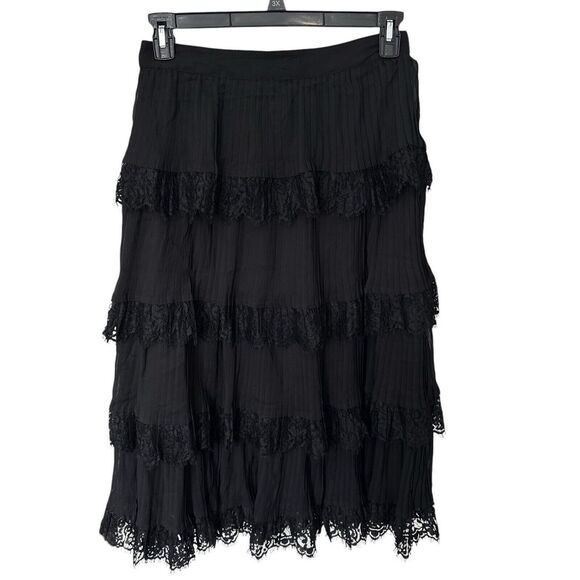 Rachel Parcell | Skirts | Rachel Parcell Tiered Pleated Midi Skirt Lace ...